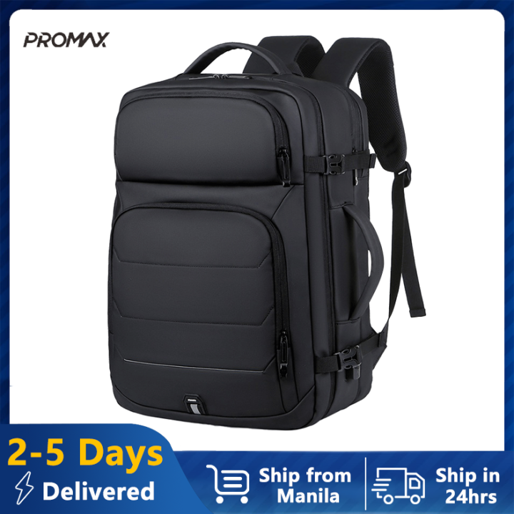 Promax 40L Large Capacity Expandable Waterproof Travel Backpack 17 Inch With USB Charging Port ...