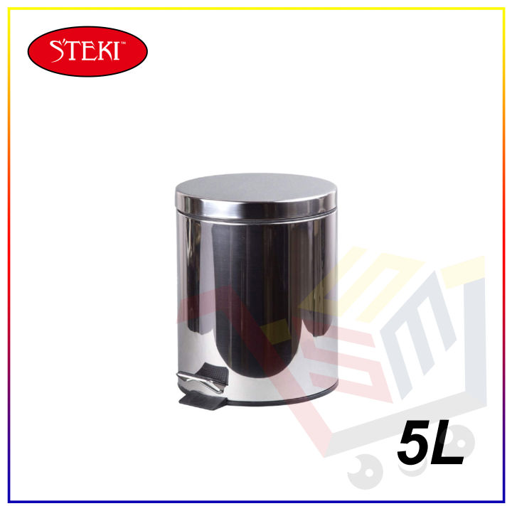 5L Round Stainless Steel Step-on Waste Bin/Trash Bin/ Garbage Bin ...