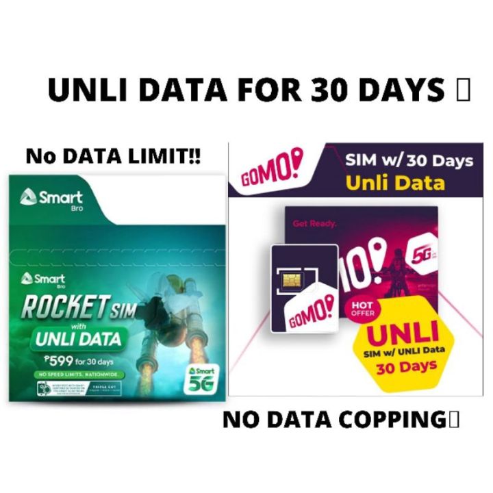 BEST SELLER Rocket and Gomo Unli data for 30DAYS ( no data copping , no data limit) | Lazada PH