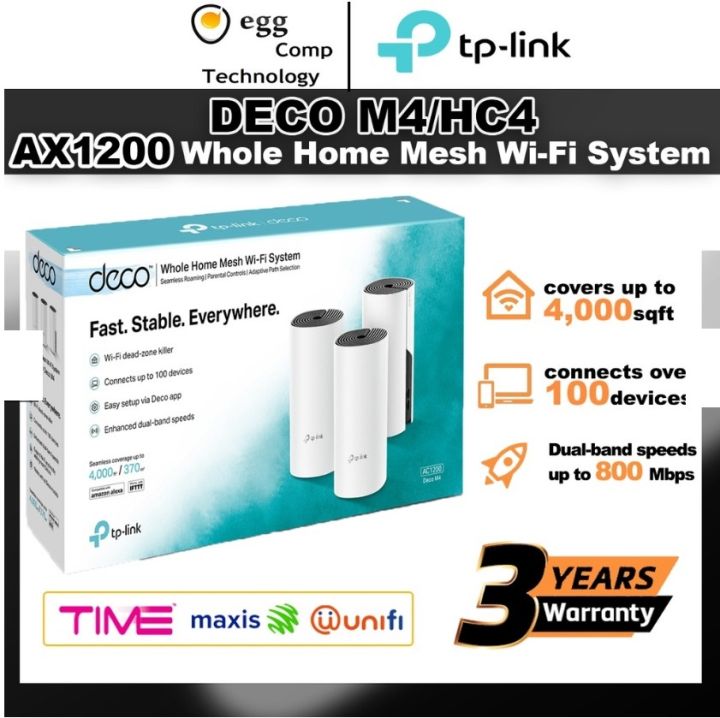 TP-LINK Deco M4 (3-PACK) AC1200 Gigabit Mesh WiFi Gigabit Wireless ...