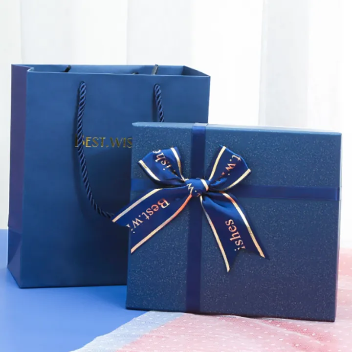 XINGHEC4 Rectangular Blue Packing Box With Bow Gift Box Creative DIY ...