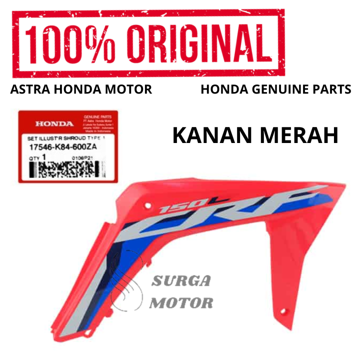 Cover Shroud Sayap Kanan Merah Type 1 Honda CRF150L K84 Extreme Red ...