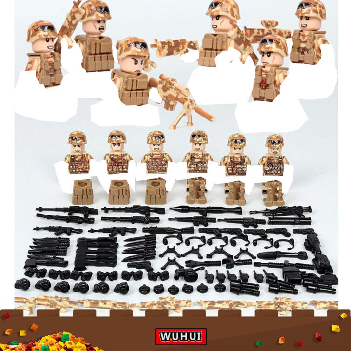 WUHUI 6PCS SWAT Military Army WW2 Minifigures Toy Building Kit Toys ...
