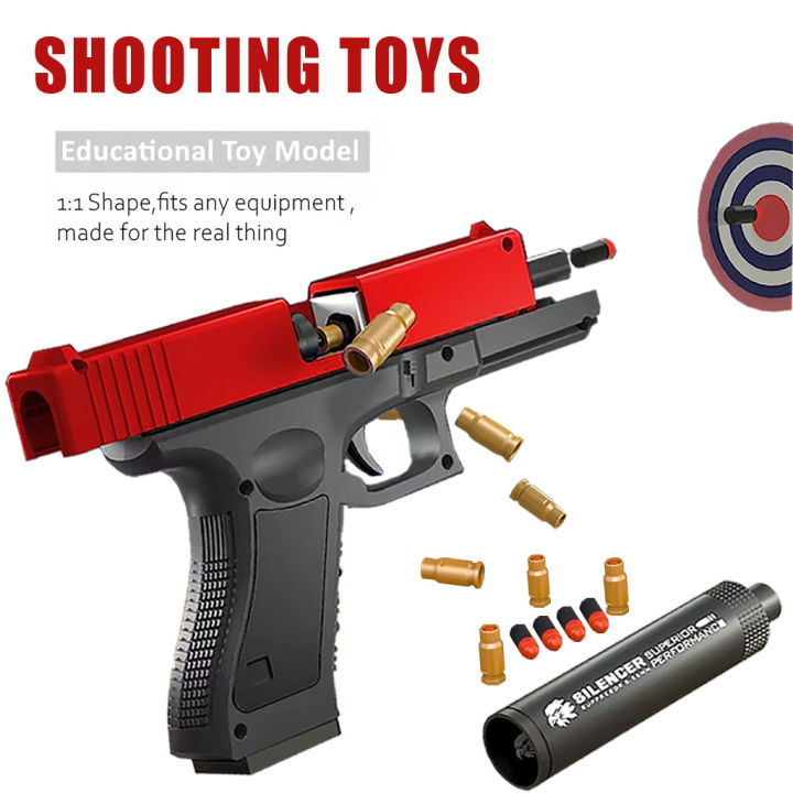 Glock Soft Bullet Toy Manual Lunch Gun Children Outdoor Shooting Toy ...