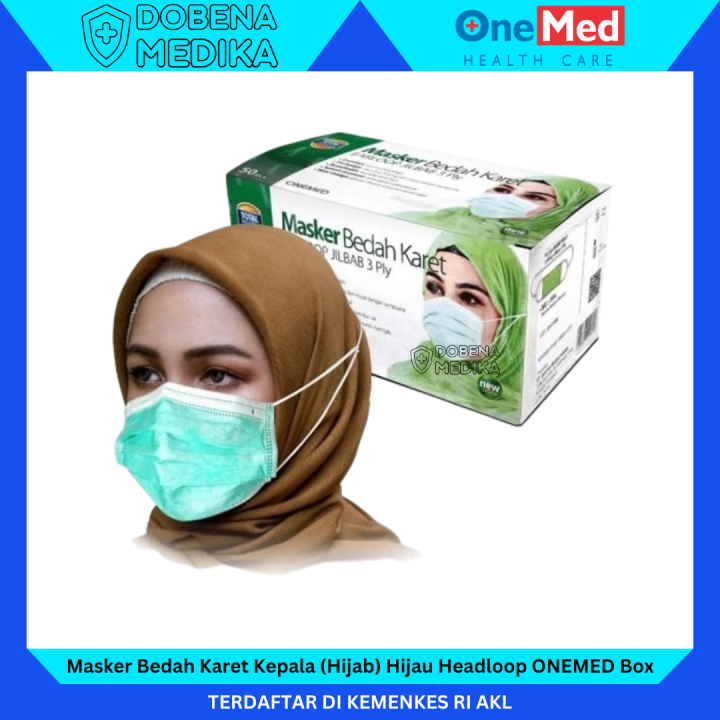 Masker Hijab Bedah Karet Medis OneMed Headloop Box 50 pcs | Lazada ...