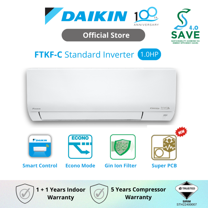 DAIKIN Standard Inverter Air Conditioner (FTKF R32) 1.0HP - FTKF25C ...