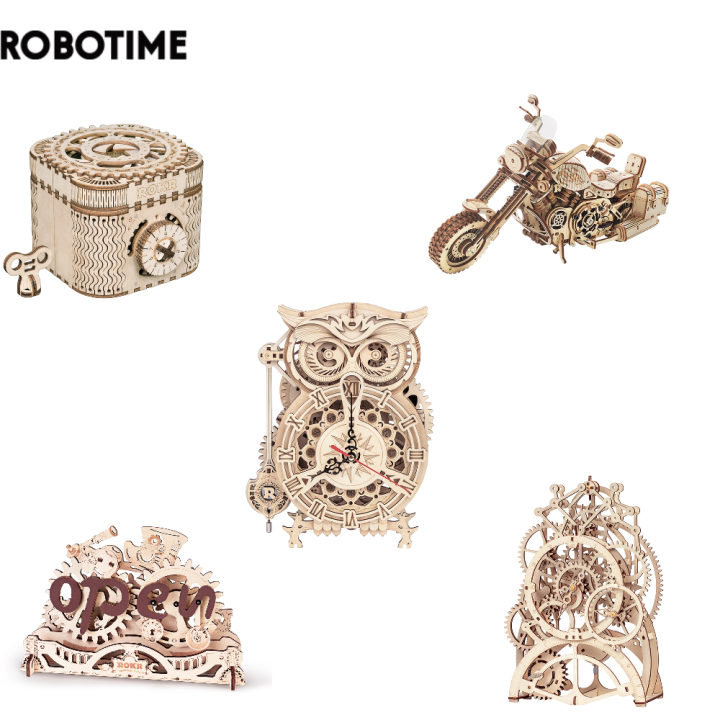 Robotime ROKR 6-Type 3D Wooden Puzzle Toy Assembly Locomotive Model ...