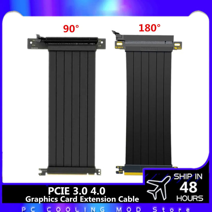 90° 180° Graphics Card Extension Cable 3.0 PCI Express Riser Shielded ...