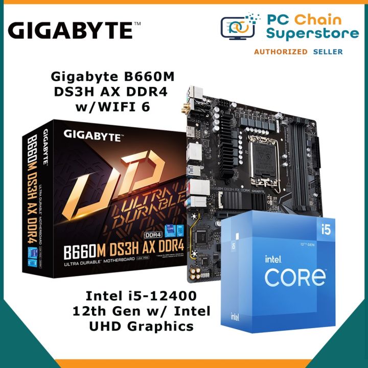 COD Intel i5-12400 i5-12400F 12th Gen Processor + Gigabyte B660M DS3H AX DDR4 wWIFI6 mATX ...