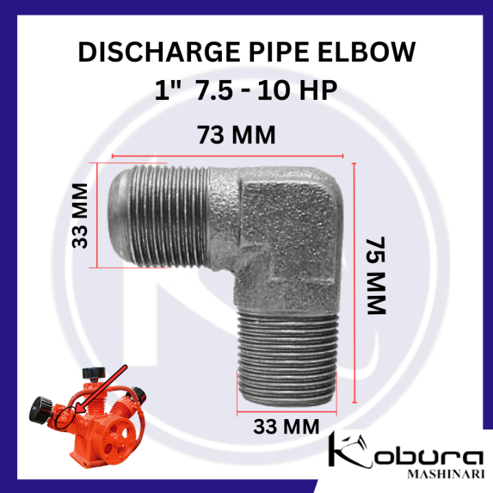 Discharge Pipe Elbow 7,5 - 10 HP Ukuran 1 Inch Bahan Besi Cor Kompresor ...