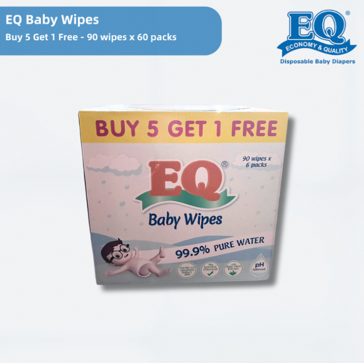 (PROMO PACK) EQ Wipes 99.9% Pure Water 90s 5+1 | Lazada PH