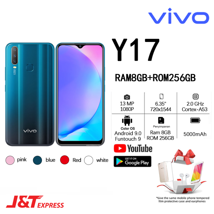 【ใหม่เอี่ยมของแท้】VIVO Y17 ของแท้ 100% smart phone Ram 8GB Rom 256GB 6.35"หน้าจอใหญ่ (รับประกัน ...