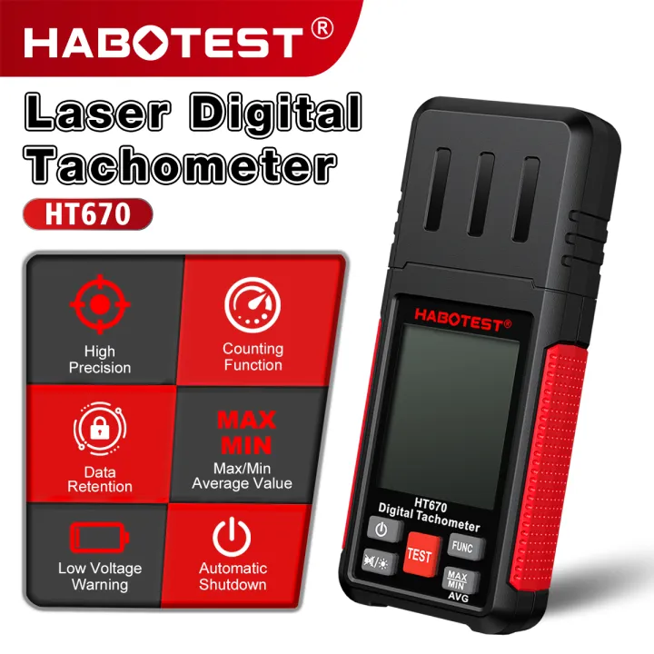 HABOTEST HT670 Tachometer High Precision Digital Non-contact Tachometer ...