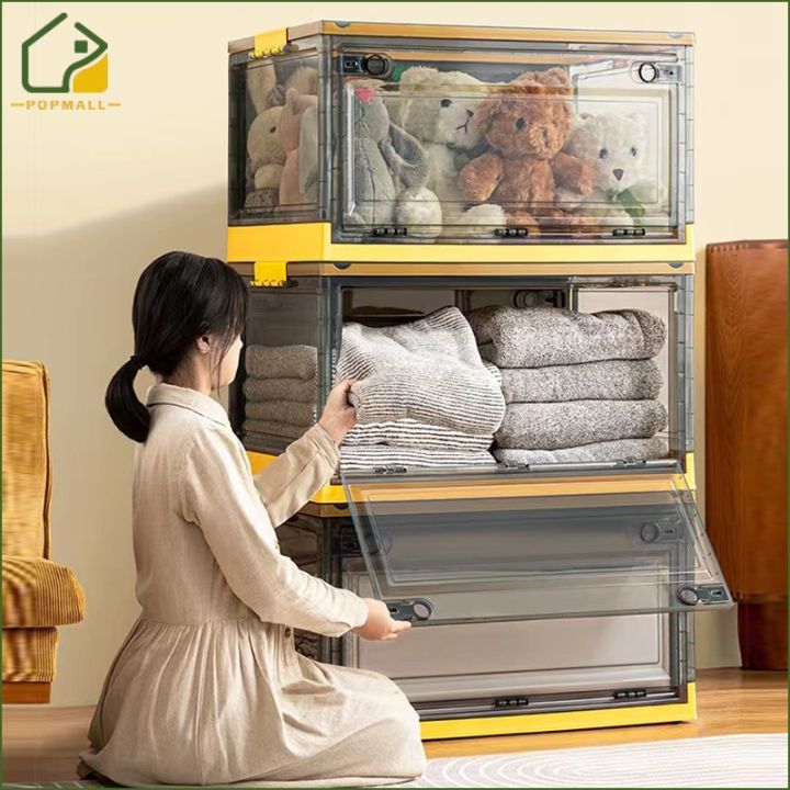 PoP-Transparent Foldable storage box waterproof plastic clothes box ...