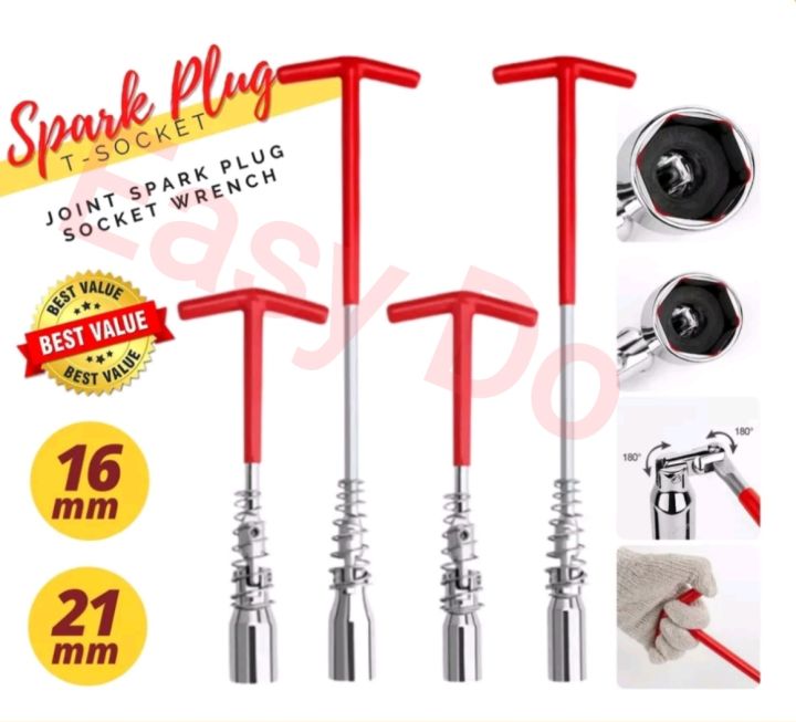 T-Bar Spark Plug Removal Tool Universal Handle Spark Plug Spanar with ...