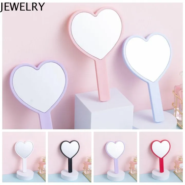 JEWELRY Cute Heart Handle Mirror Compact Sweet Vanity Mirror Durable ...