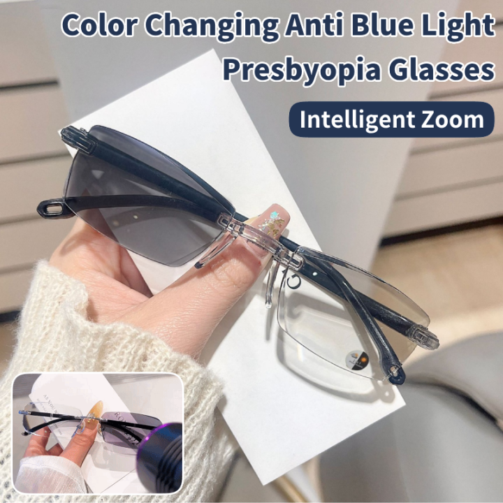 Color Changing Anti Blue Light Presbyopia Glasses Smart Automatic Zoom ...