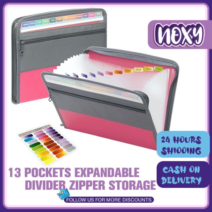 NOXY Multi-Port Separate Space Folder A4 Size Expandable Divider Zipper ...