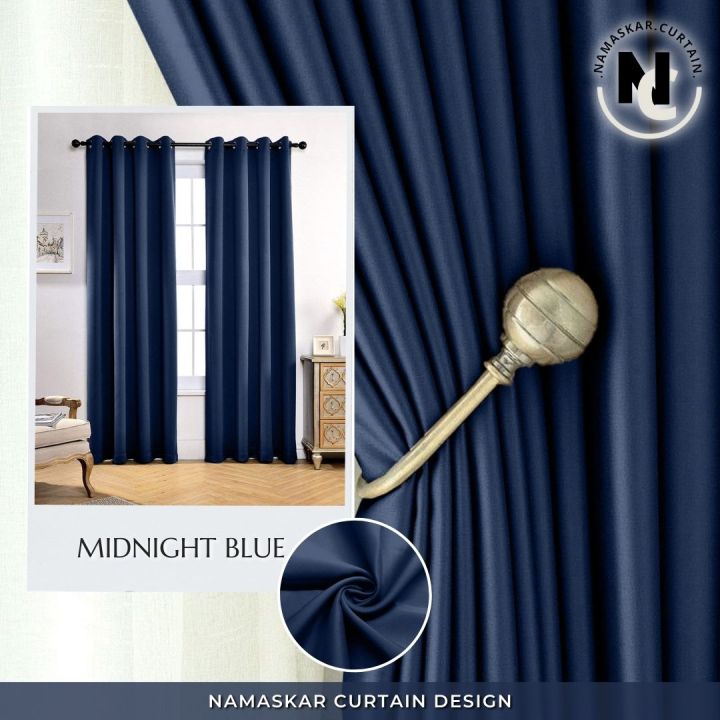 Matte satin Midnight Blue Langsir Semi-Blackout For Windows, Room and ...