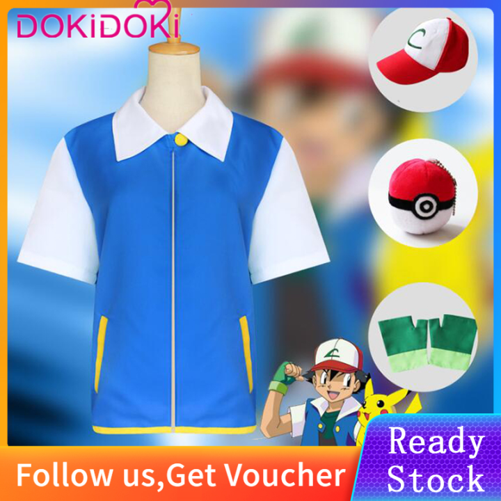 Dokidoki Anime Pokemon Cosplay Ash Ketchum Cosplay Costume Blue Jacket ...