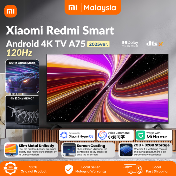 2025 Xiaomi Android Smart TV A55 120Hz LED 4K UHD Gaming HDR Wifi6 ...