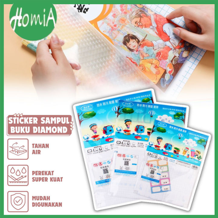 Sticker Sampul Buku Diamond Isi 10 Lembar + Label Nama / Waterproof ...
