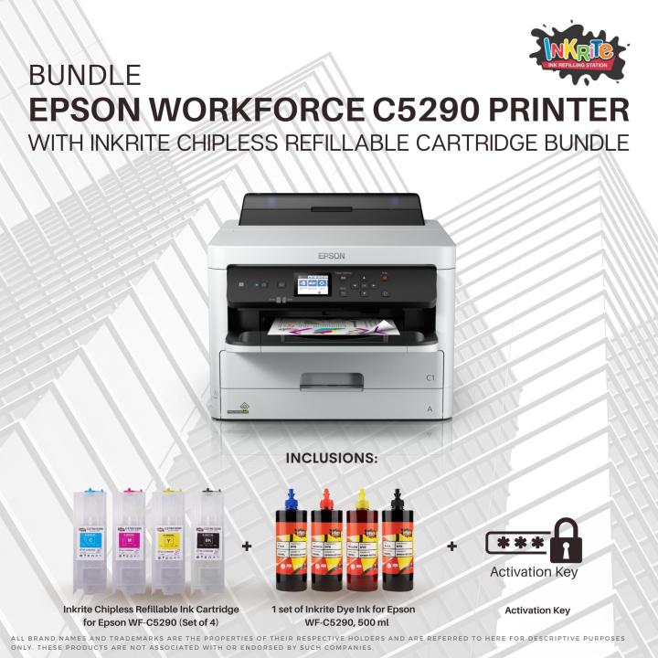 [BUNDLE] Epson WF-C5290 Printer with Inkrite Chipless Refillable ...