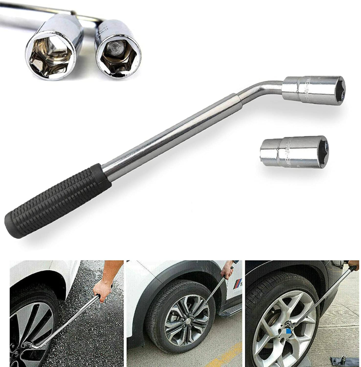 Telescoping Wheel Lug Nut Wrench Kit 17/19/21/23MM Sockets Brace ...