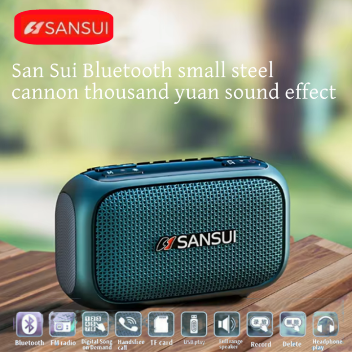 Original SANSUI Portable FM Radio Subwoofer Bluetooth Speaker Recording LED Display Wireless ...