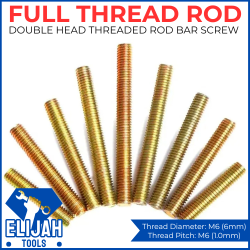 Full Thread M6 Dual Head Threaded Rod Bar Screw Bolt Elijah Tools ...