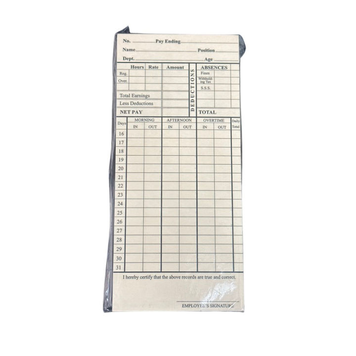 Daily Time Record DTR-Yellow (100 sheets) | Lazada PH
