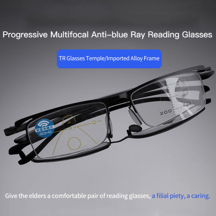 Stylish Blue Light Blocking Progressive Reading Glasses with Smart ...