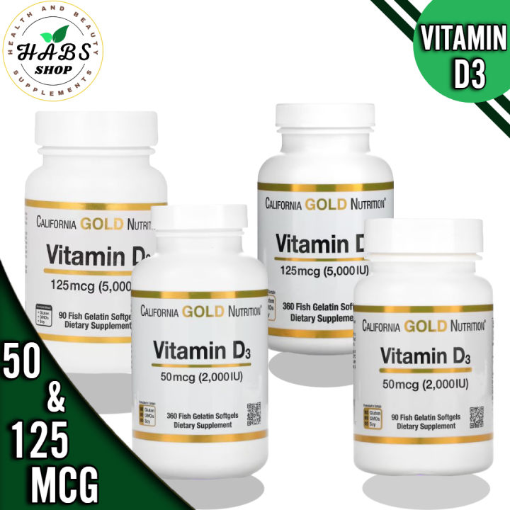 Vitamin D3 California Gold Nutrition 125 mcg 5000IU 360 Softgels or 90 ...