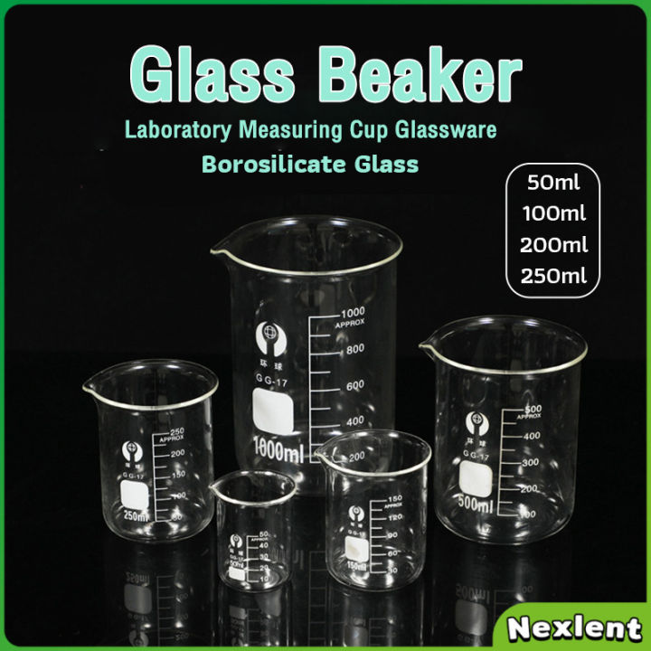 Nexlent Glass Beaker 50/100/250/200ml Laboratory Measuring Cup ...