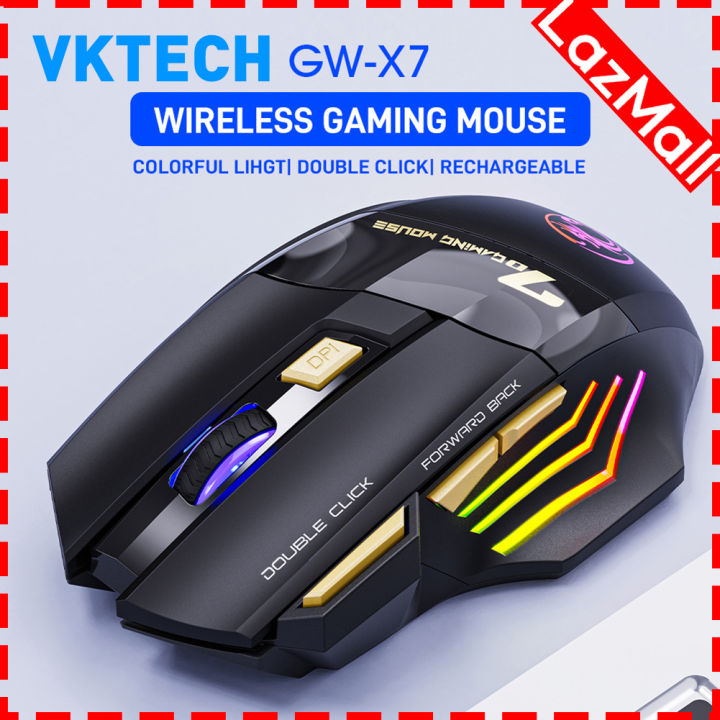 [Vktech] iMice GW-X7 7 Buttons Rechargeable RGB Wireless Mute Ergonomic ...
