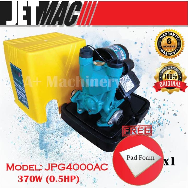 Jetmac JPG4000AC 370W (0.5HP) 100% Copper Motor Automatic Intelligent Pump, pam air, pump sedut ...