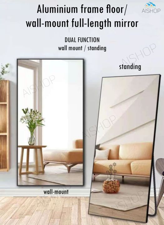 (SG Seller)Full Length Mirror Standing Hanging Nordic Mirror Aluminium ...