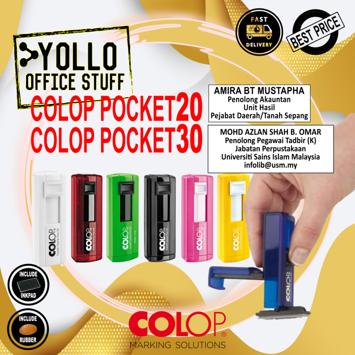 Pocket Stamp self inking rubber stamp cop nama COLOP Original | Lazada