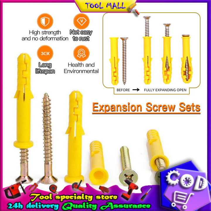50ps Tox with Zinc Screw Plastic Wall Plug Expansion Screw Tube Metal ...
