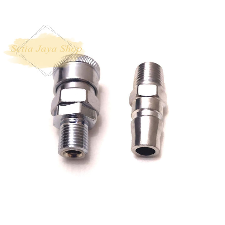 Sambungan Selang Penumatic Quick Coupler 1/4 20SM 1 Set- Silver ...