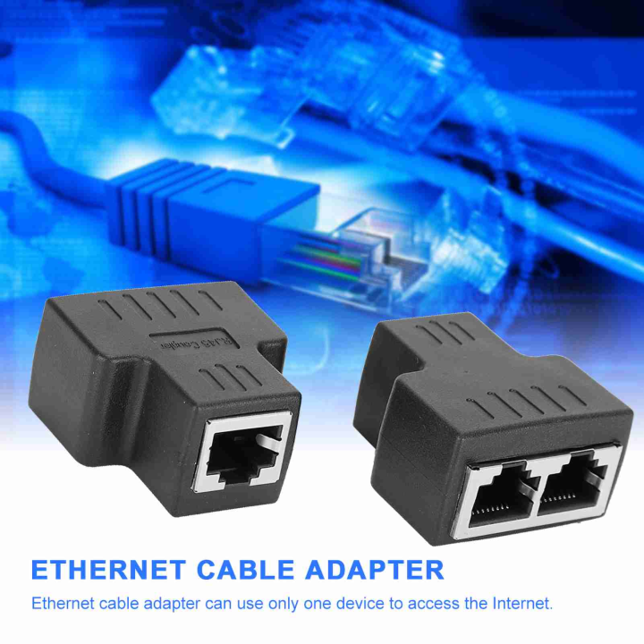 2PCs Ethernet Cable Adapter 1‑in 2‑out RJ45 Female Interface LAN ...