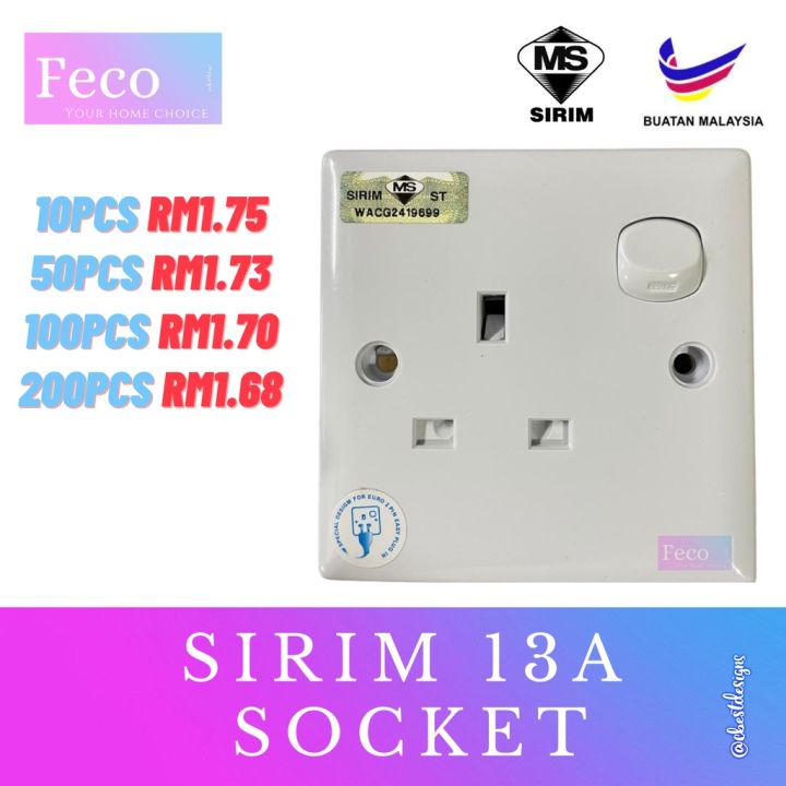13A Single Switch Socket 13A Switch lampu Electric Socket 13A Socket ...