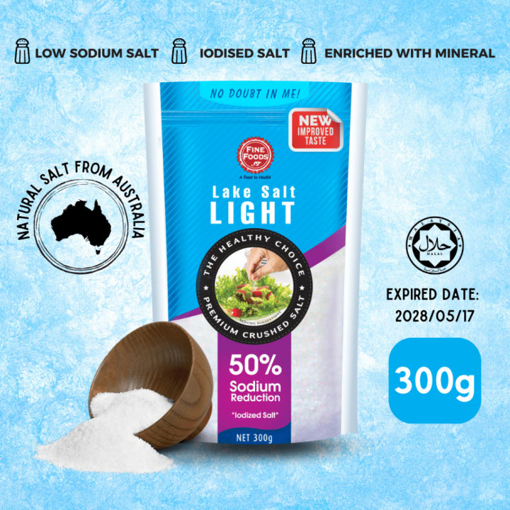 Fine Foods Lake Salt Light Pouch (300g) Exp: 2028/05/17 Low Sodium Salt ...