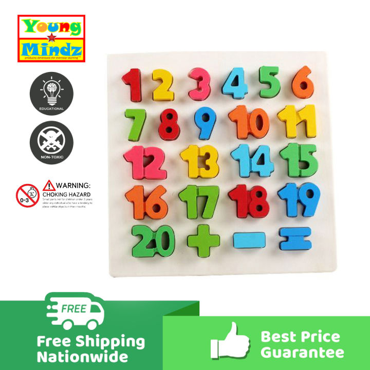 Young Mindz Wooden Chunky Numbers & Symbols Puzzle | Lazada PH
