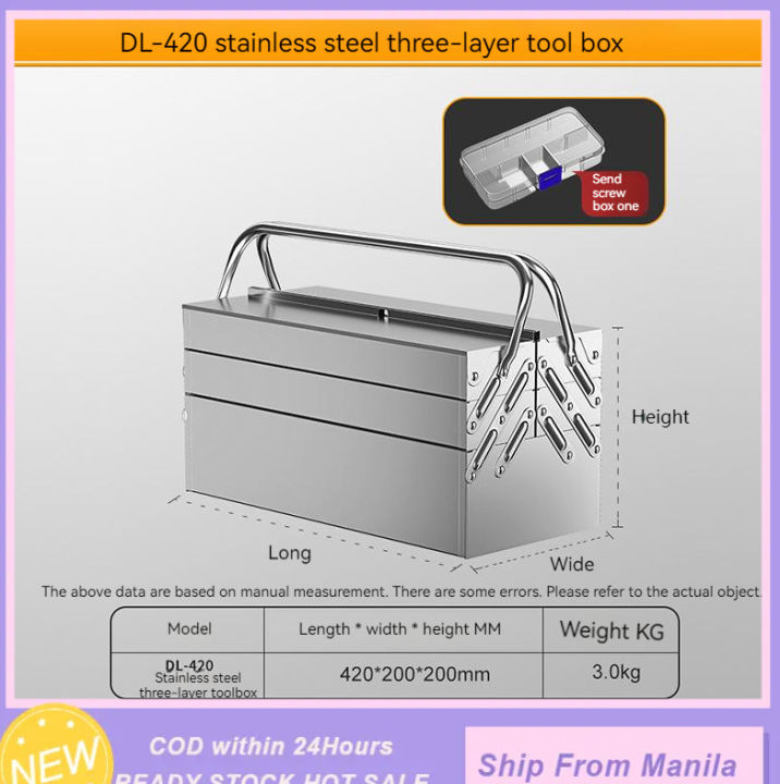 3 layer Stainless steel tool box storage box multi-layer folding boxcar ...