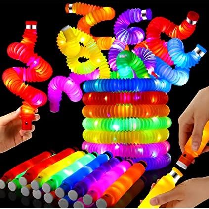 LED Pop Tubes Light Up Stress Relief Toy Glow in The Dark Birthday ...