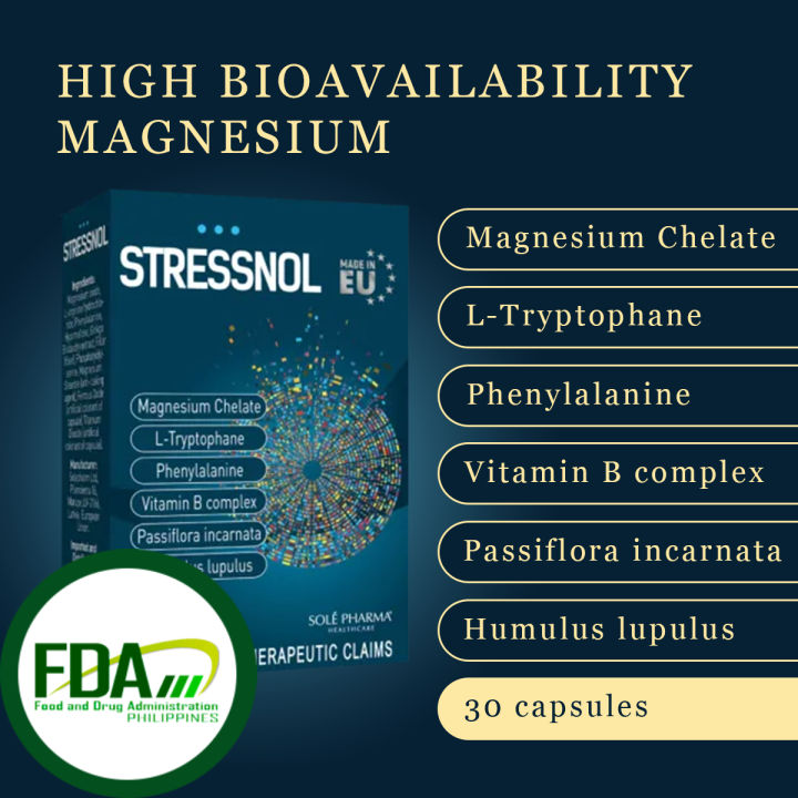 STRESSNOL Stress Relieving Premium Food Supplement (30 capsules/Box ...