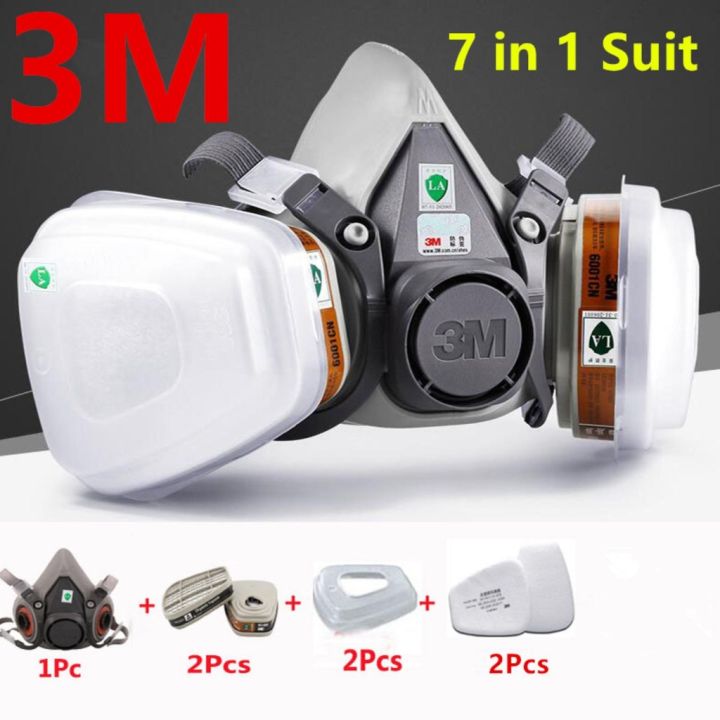 3M Mask 6200 7 In 1 Set Half Finish Spray Respirator Gas Mask Safety ...