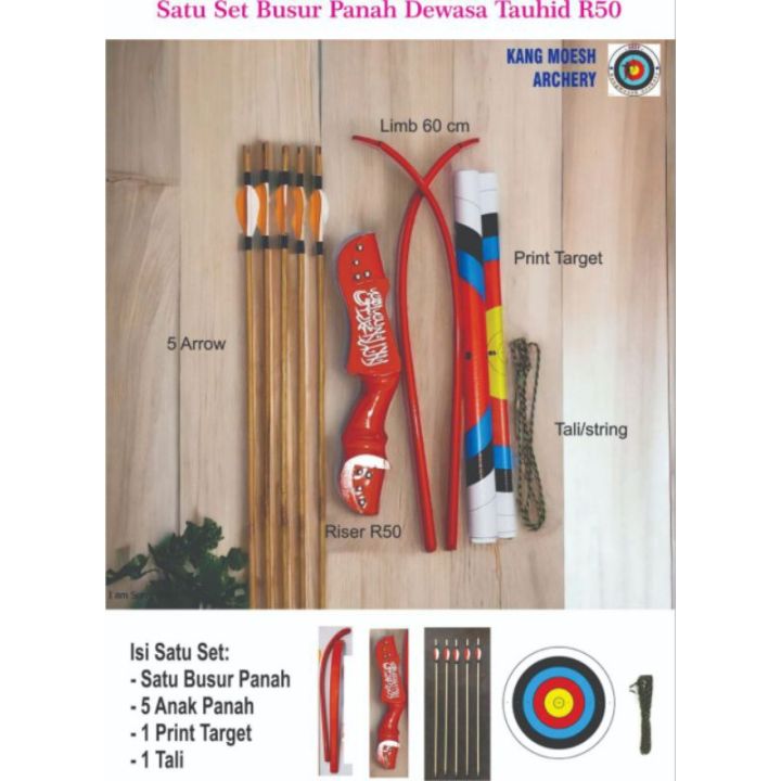 Satu set panahan untuk dewasa R50 Recurve Bow / Panahan Pemula | Lazada ...