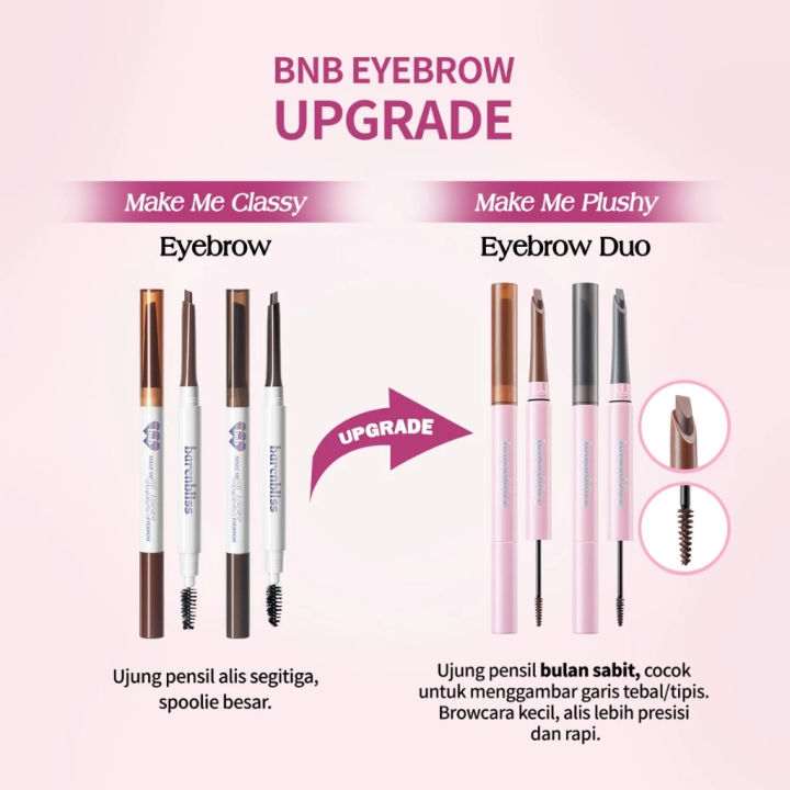 BNB barenbliss Make Me Plushy Eyebrow Duo 2-in-1 Pensil Alis & Browcara 24H Tahan Lama Tahan Air ...